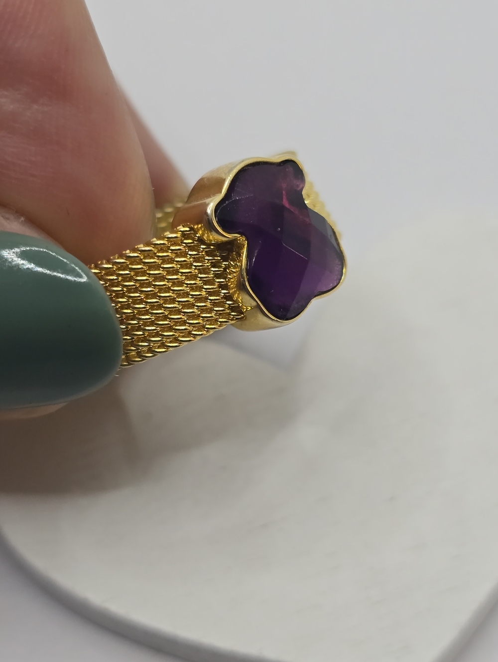 Tous | Jewelry | Tous Goldcolored Ip Steel Mesh Color Ring With ...